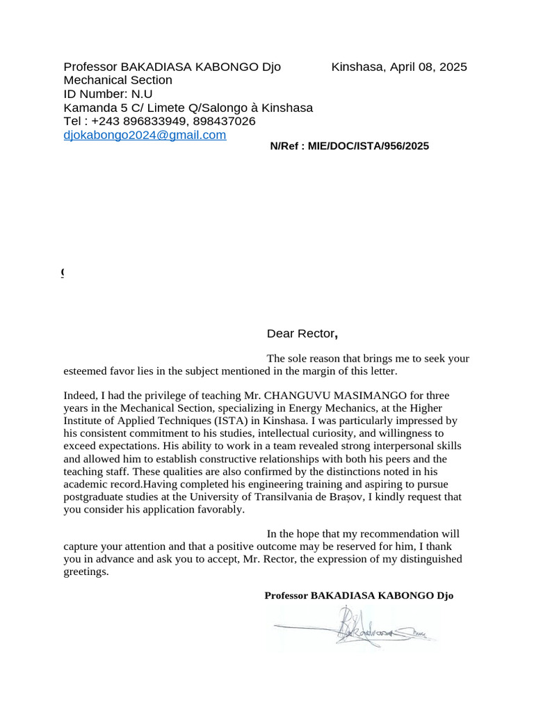 Letter of Recommendation 2 CHANGUVU MASIMANGO | PDF