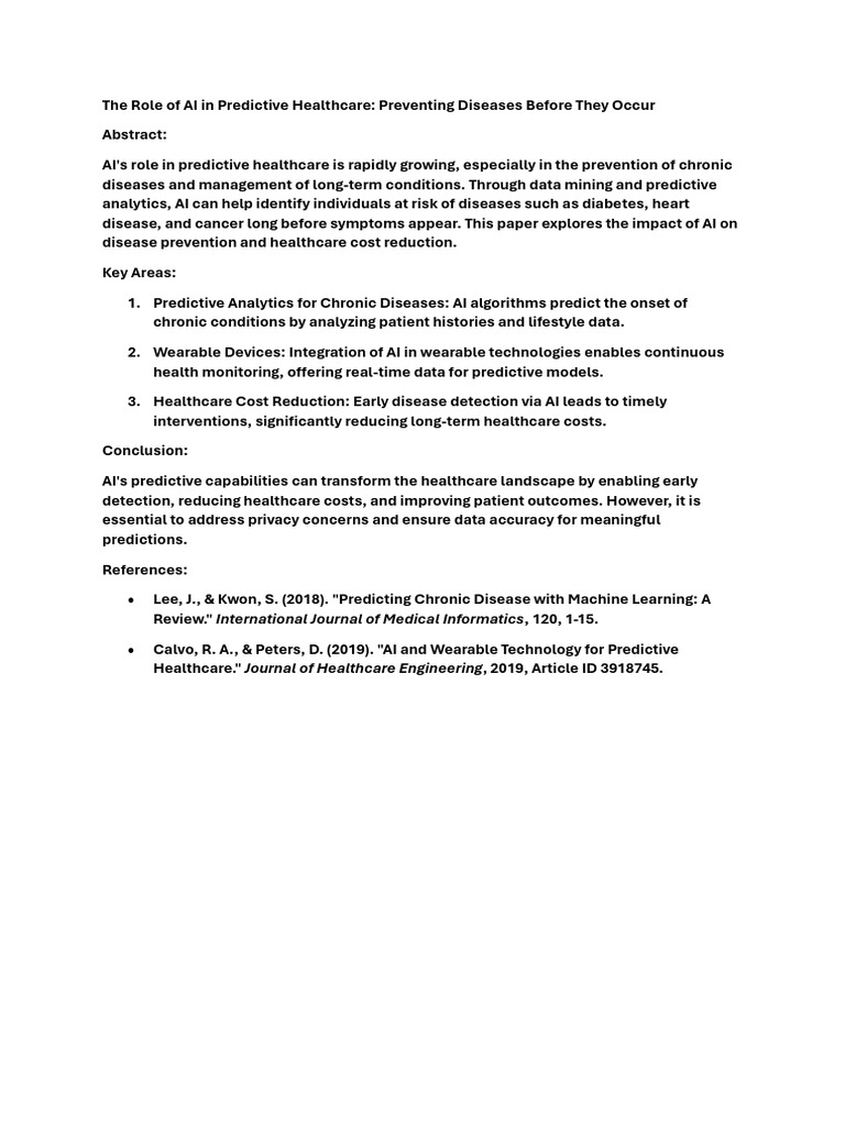 AI in Predictive Healthcare Solutions | PDF