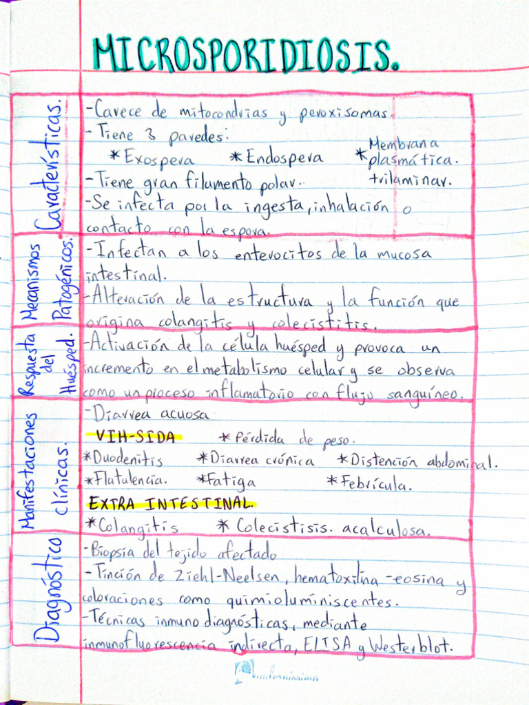Cuadro comparativo de Microsporidiosis | PDF