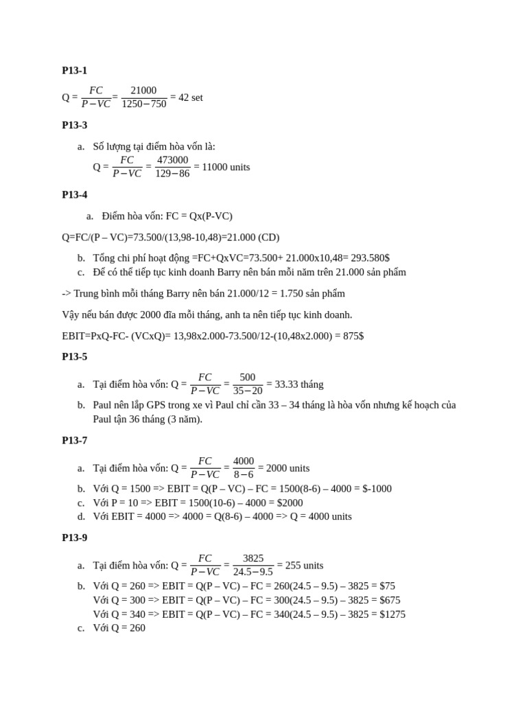 BÀI TẬP CHƯƠNG 13 QTTC | PDF