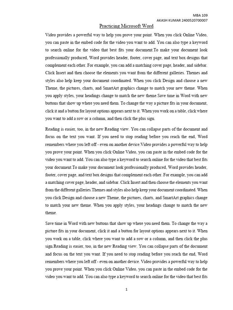 PRACTICING MS WORD_1 | PDF | Page Layout | Microsoft Word