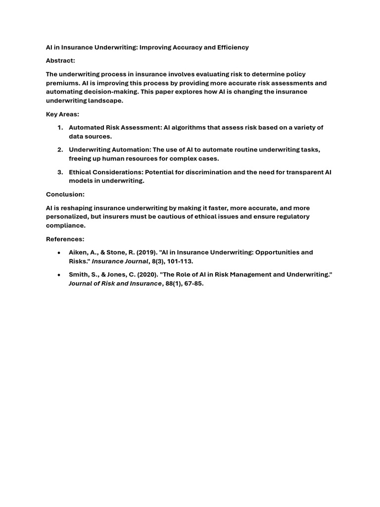 AI in Insurance Underwriting | PDF