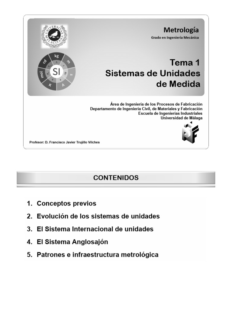 Tema 1. Sistemas de Unidades | PDF | Metrología | Medición