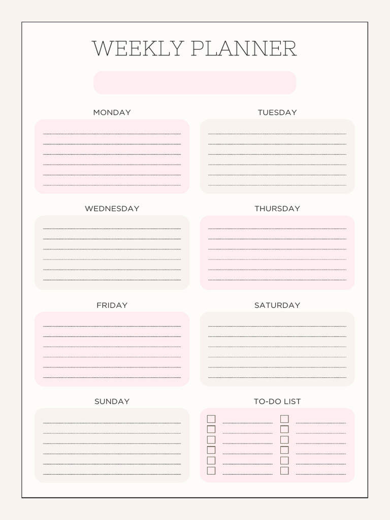 Pink and Beige Simple Aesthetic Weekly Schedule Planner | PDF