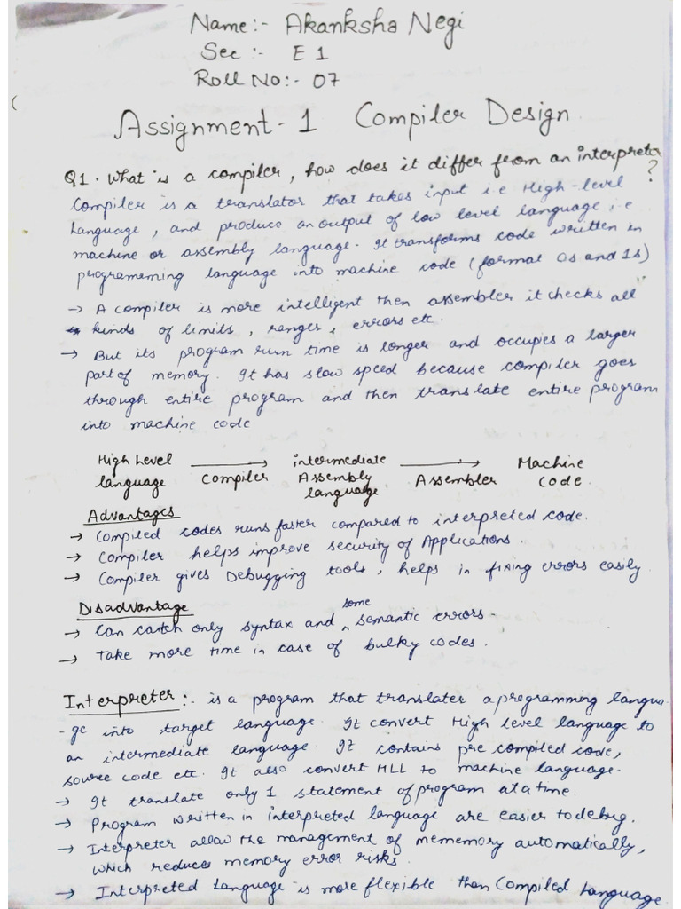 Compiler Assignment 1 | PDF