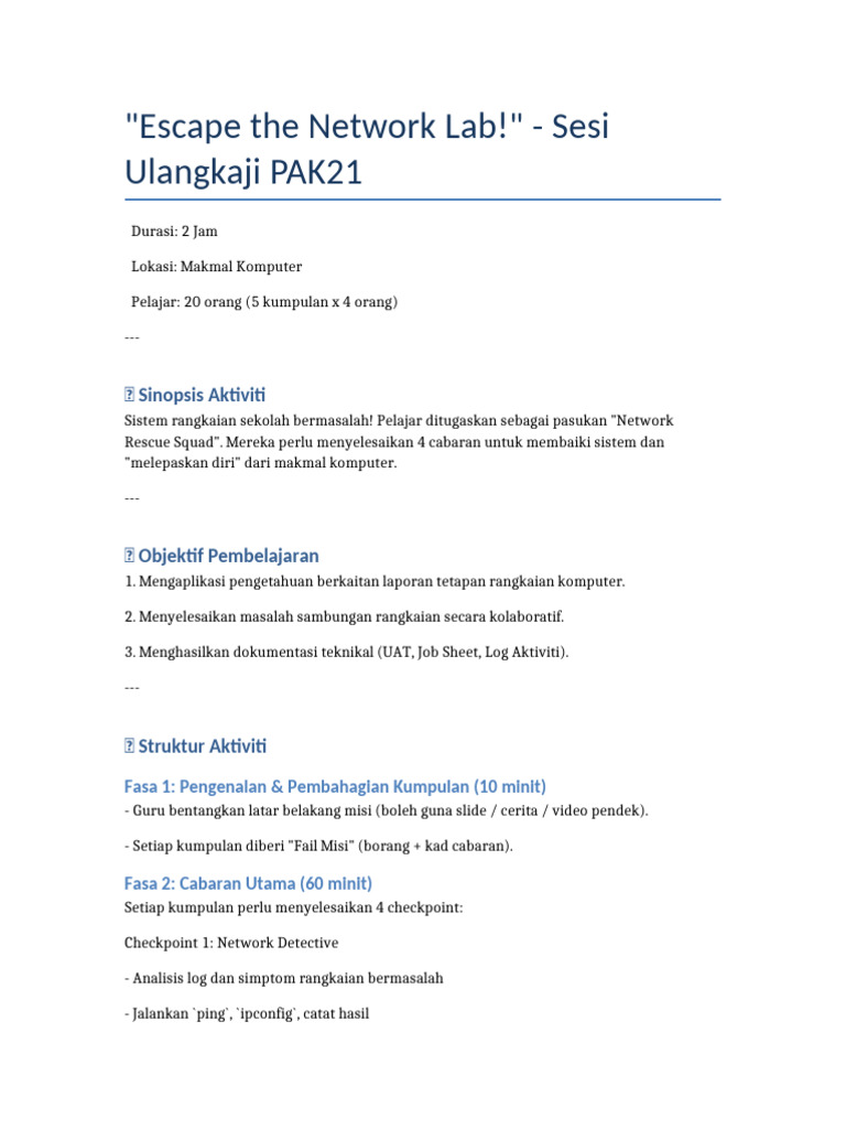 Escape The Network Lab Activity | PDF