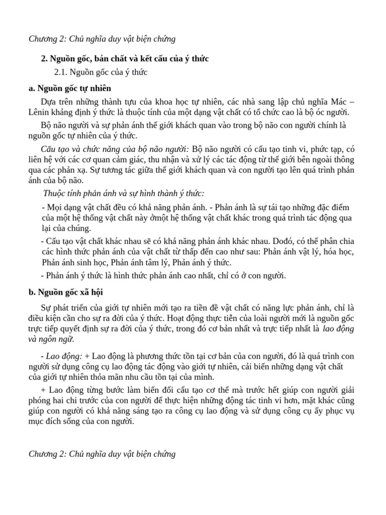 Triet c2 de Cuong Triet Hoc Tom Tat Kien Thuc Triet Hoc Chuong 2 | PDF