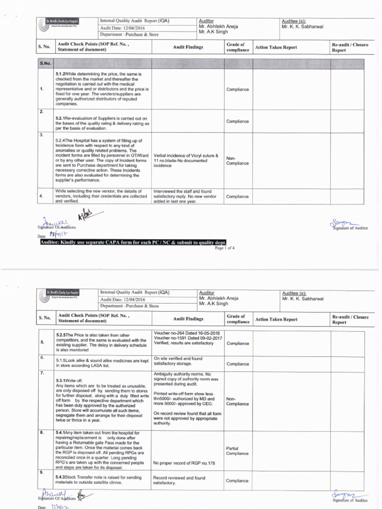 Audit Report 201704 Store and Purchase Dept by Mr. Abhilekh & AKS | PDF