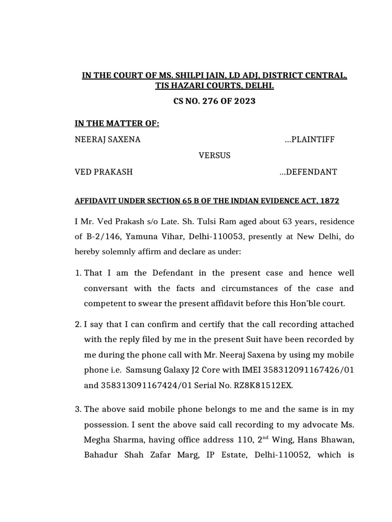 65-b Affidavit Ved Prakash | PDF | Affidavit