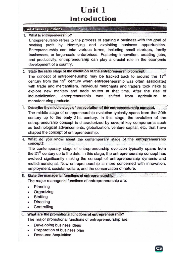 Unit 1 Introduction To Entrepreneurship | PDF
