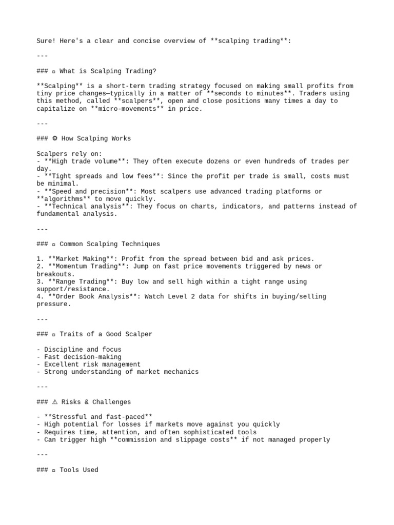Scalping Trading: A Comprehensive Guide | PDF
