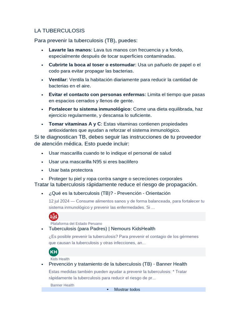 Prevención de la Tuberculosis: Guía Esencial | PDF