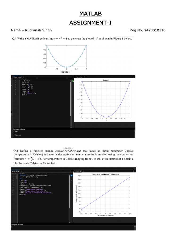 chiragyadav matlab assignment 2 | PDF