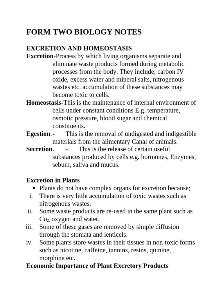 FORM TWO BIOLOGY NOTES_1641844515 | PDF | Kidney | Gill