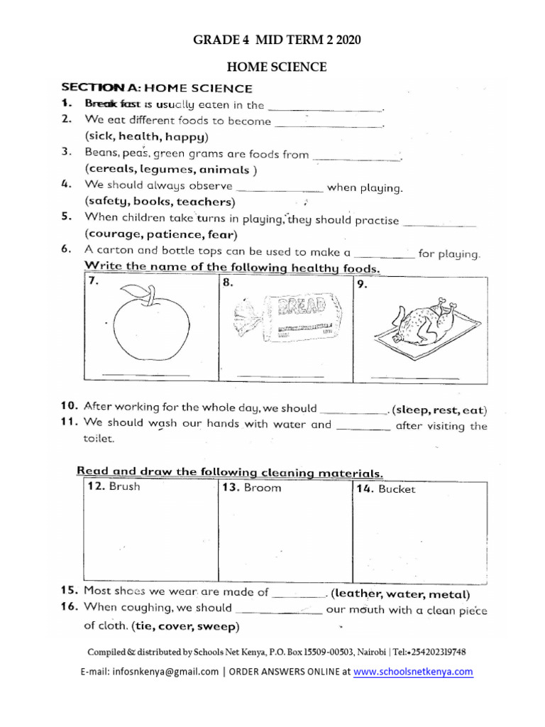 primary-grade-4-home-science-mid-term-2-2020 | PDF