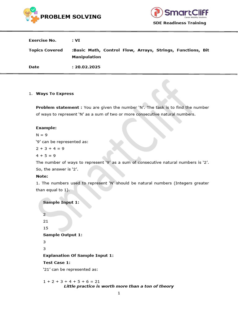 Ways to Represent N as Consecutive Sums | PDF | Numbers | Integer ...