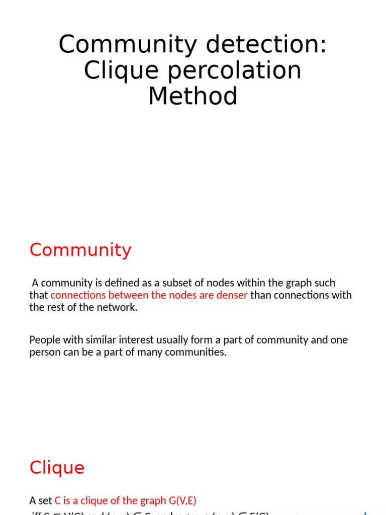 Clique Percolation Method Pdf