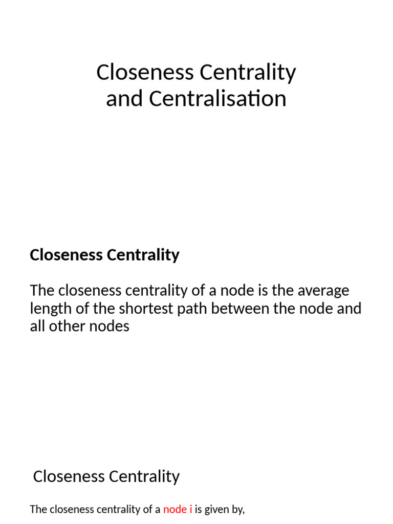 Closeness Centrality | PDF