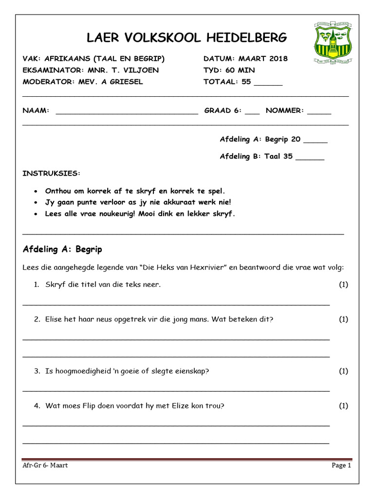 Afr Gr6 T1 2018 | PDF