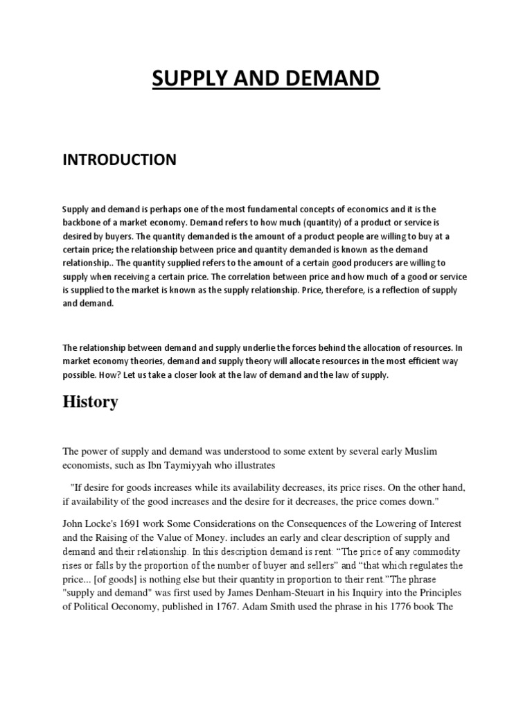 Supply and Demand Is Perhaps One of The Most Fundamental Concepts of ...