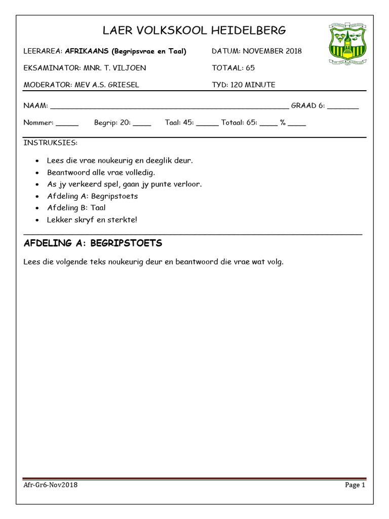 Afr Gr6 T4 2018 | PDF