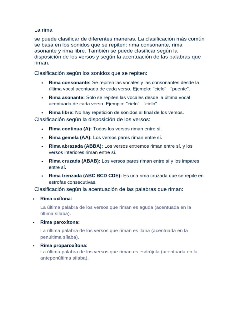 CLASES DE RIMA | PDF