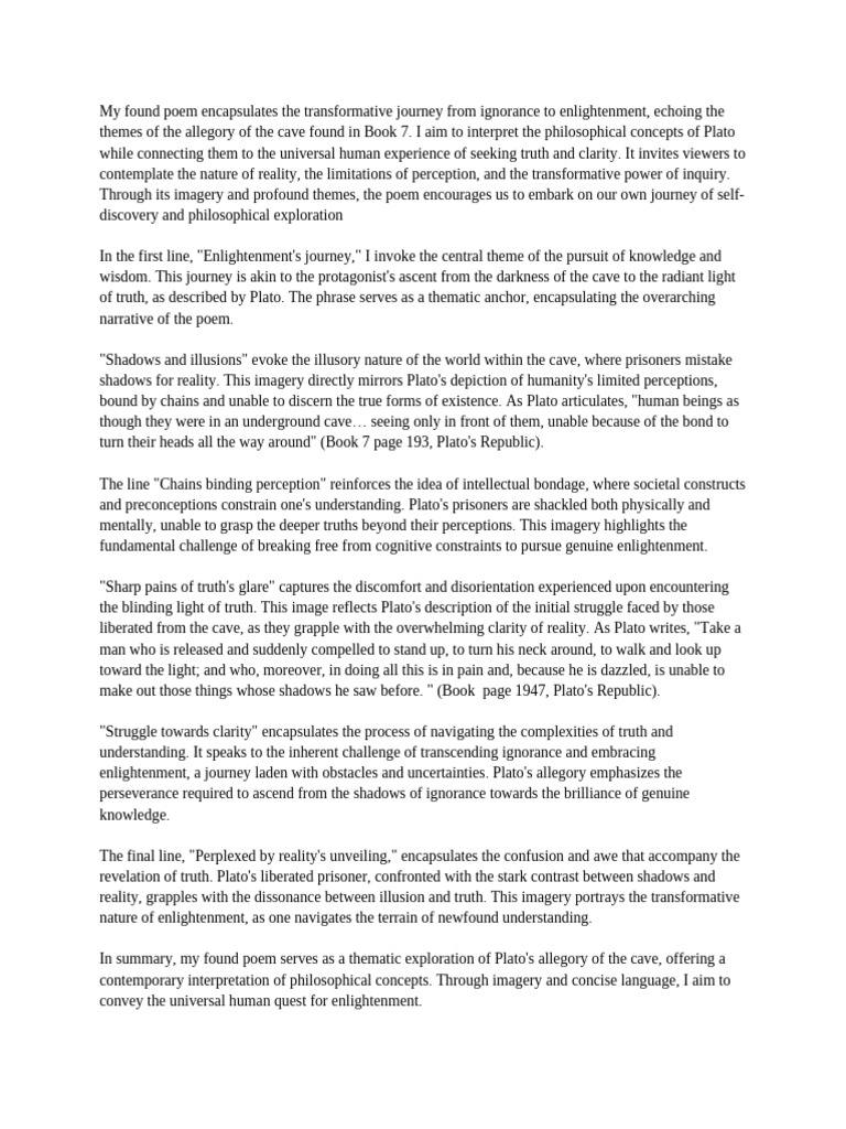 Enlightenment Journey: A Found Poem | PDF | Truth | Plato