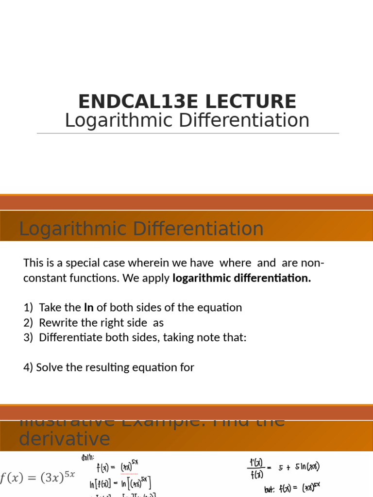 Lecture 6 Logarithmic Differentiation With Solution Pdf