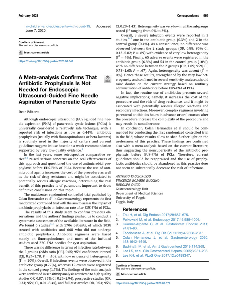 Antibiotic Prophylaxis in EUS-FNA Unnecessary | PDF | Infection ...