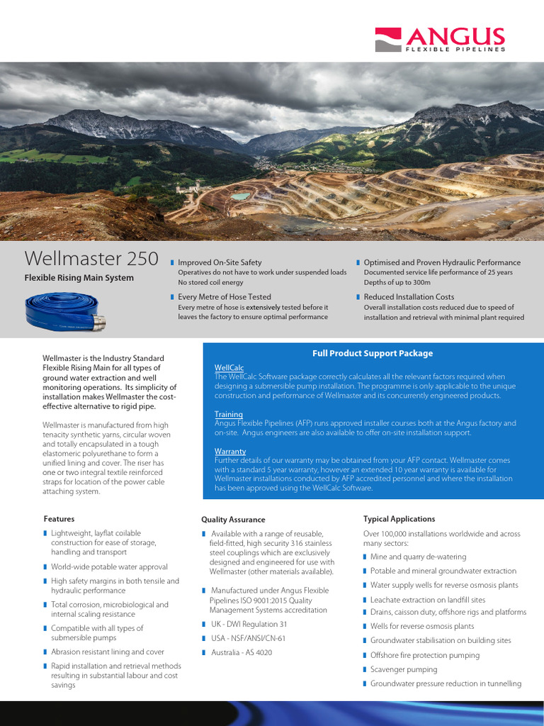 Wellmaster 250 Flexible Rising Main System | PDF | Materials