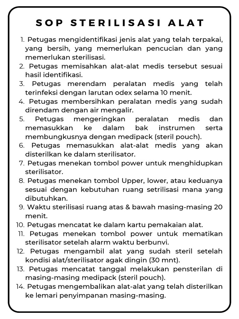 SOP STERILISASI | PDF