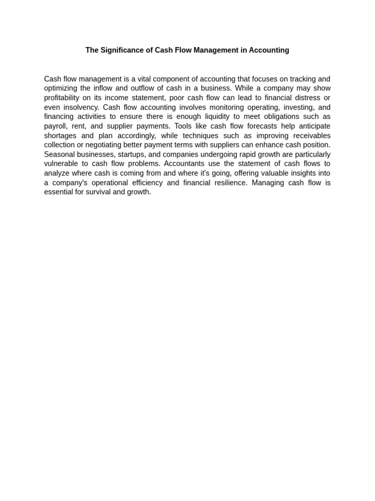 Importance of Cash Flow Management | PDF