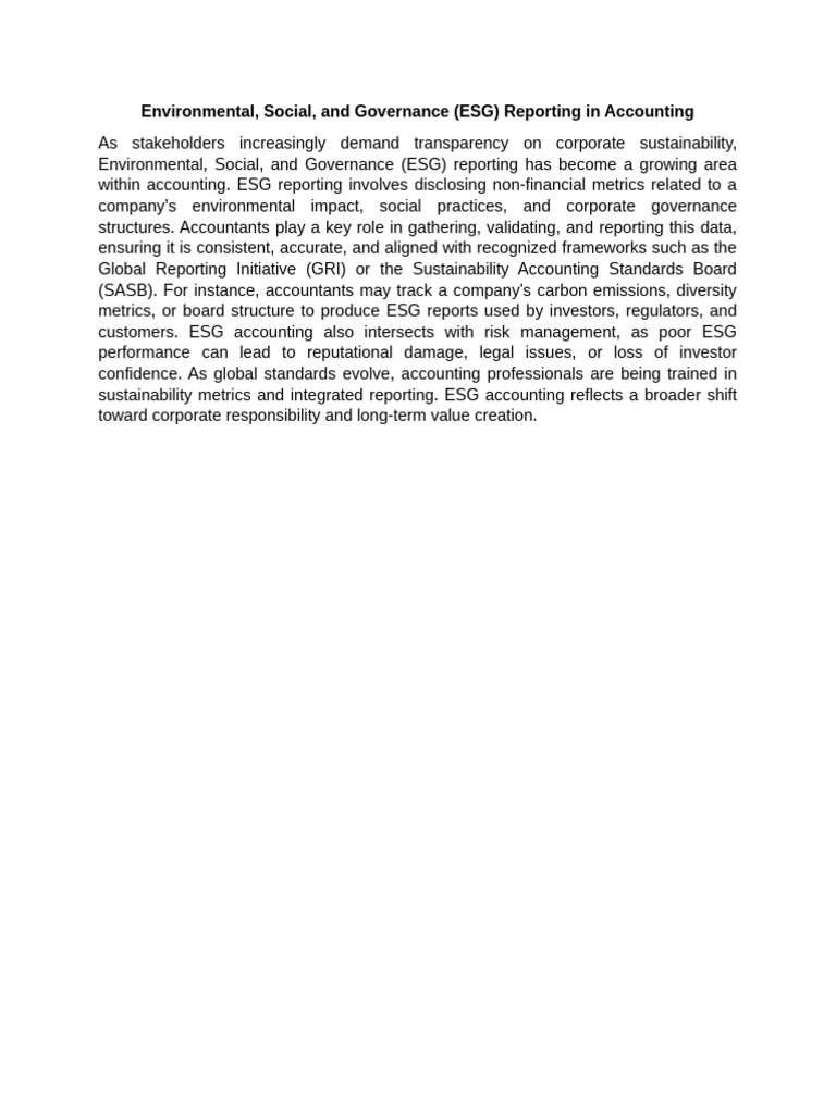 ESG Reporting in Accounting Essentials | PDF