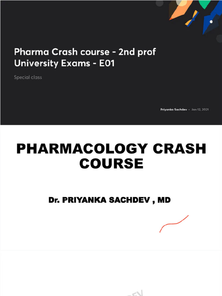 Pharma Crash Course 2nd Prof University Exams E01 With Anno | PDF