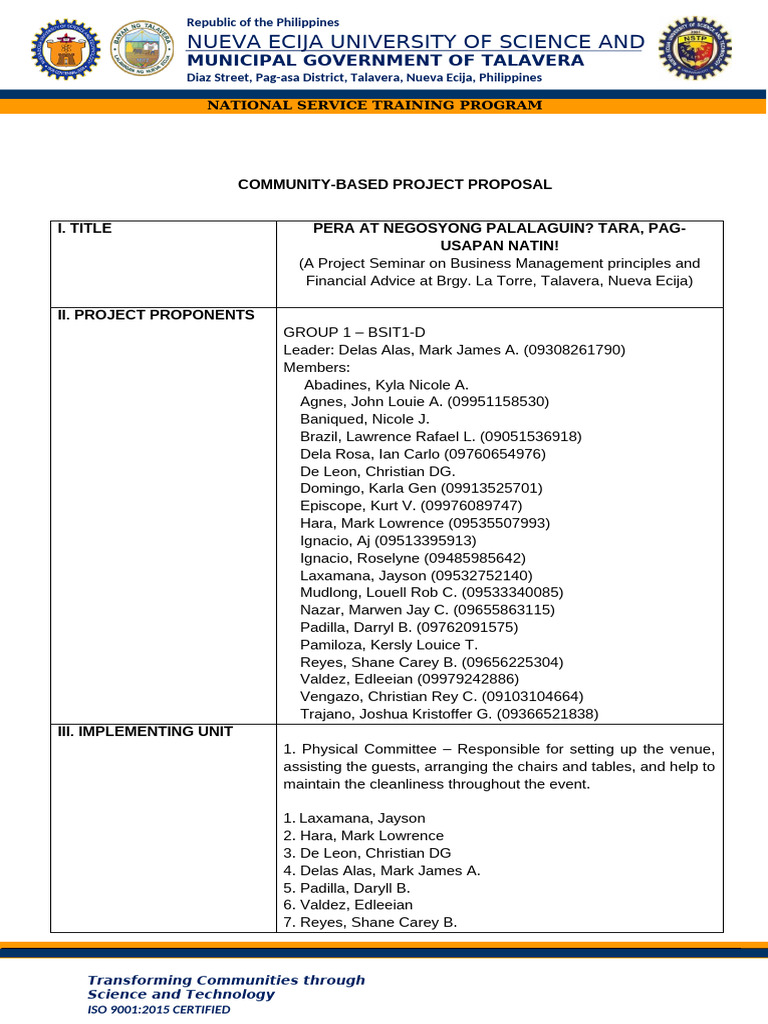 Bsit-1d Group 1 Project Proposal | PDF | Financial Literacy | Cognition
