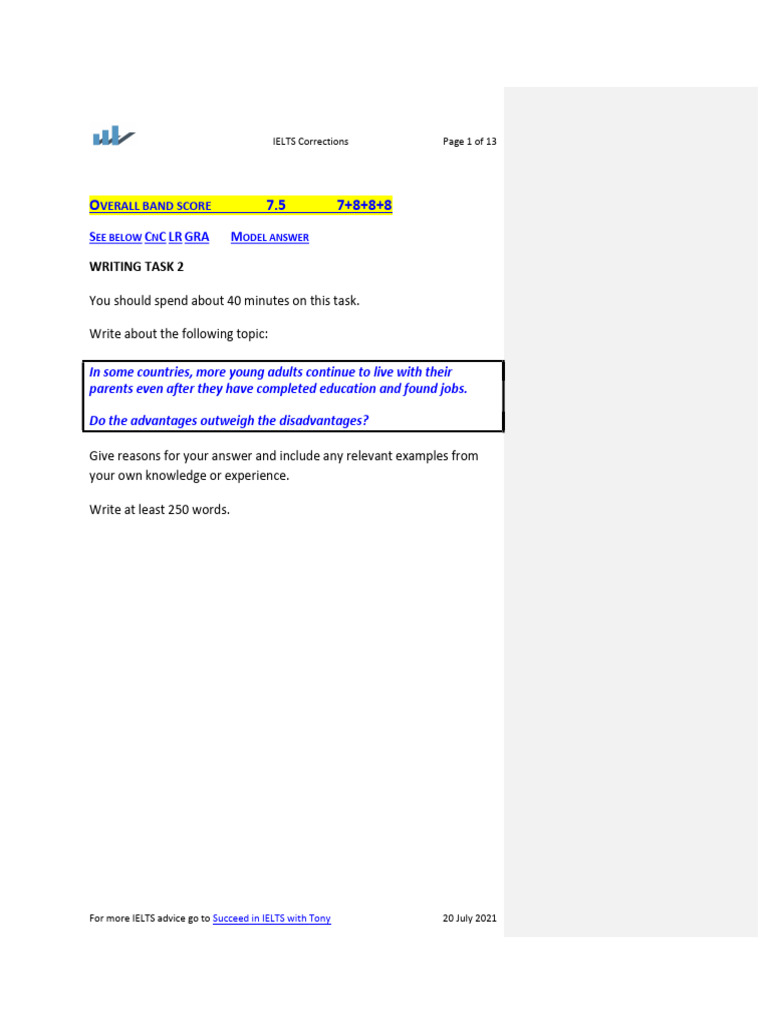 12 Sample Marked Script Task 2 7888 Grown Up Children Living With ...