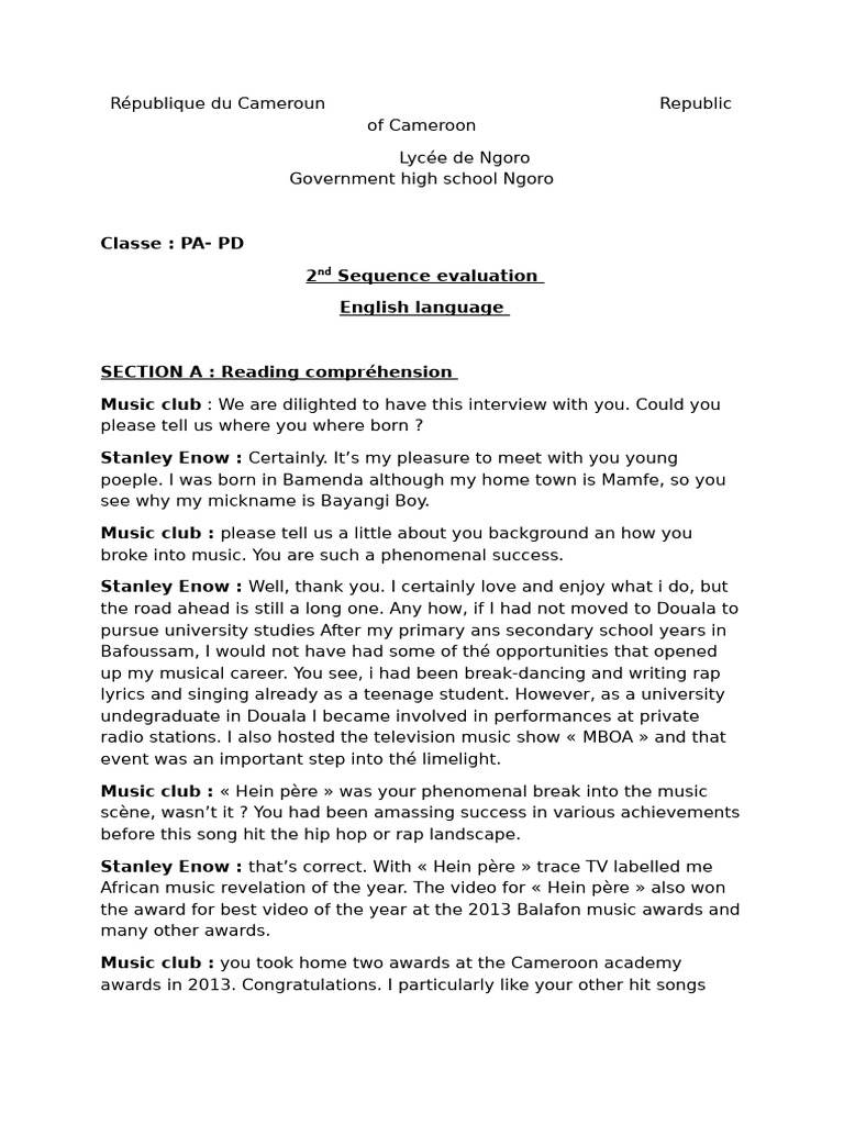 ÉPREUVE D'ANGLAIS PREMIÈRE | PDF | Linguistics | Grammar