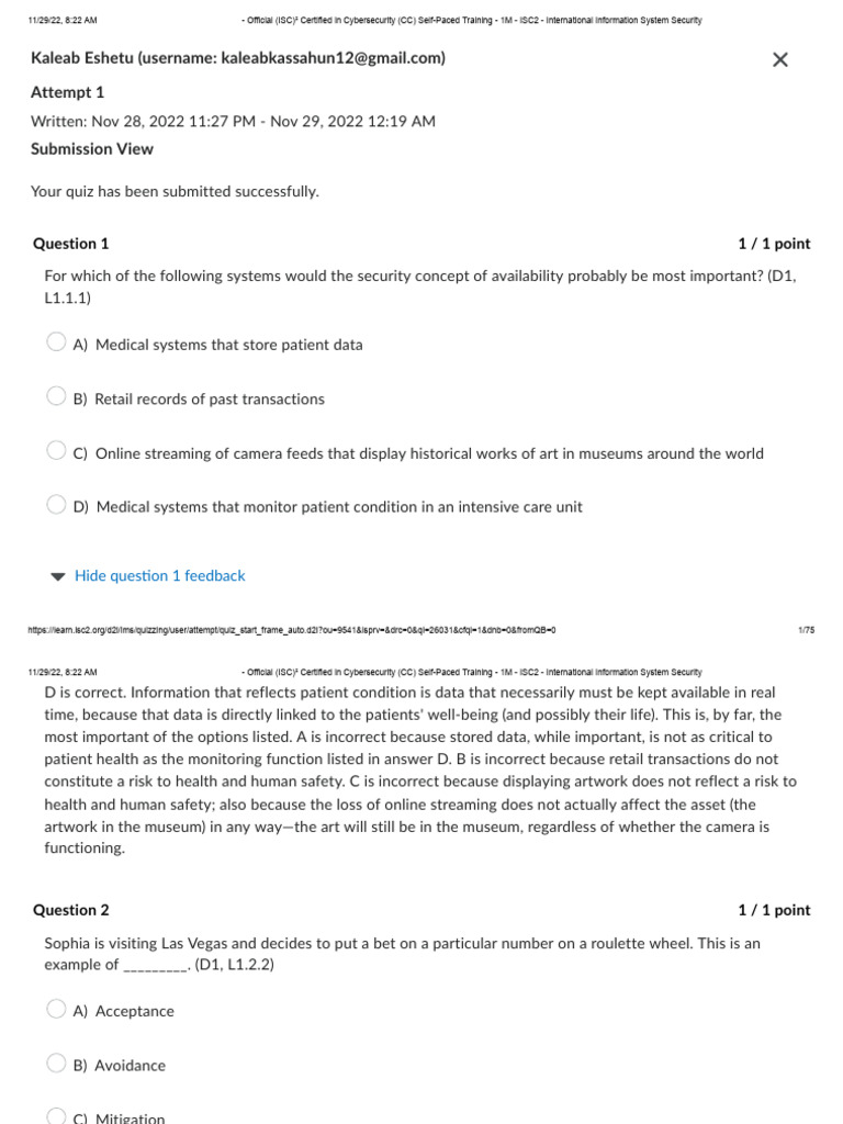 (ISC) Certified in Cybersecurity (CC) Exam Questions | PDF | Payment ...