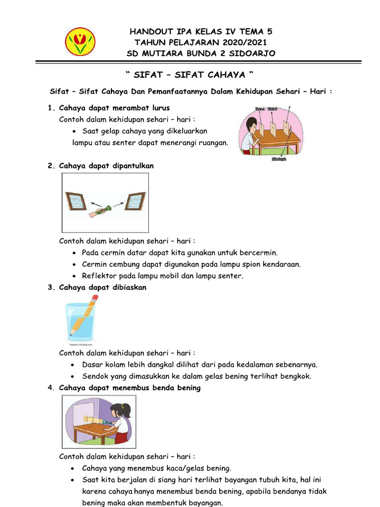 Handout Ipa Kelas Iv Tema 5 | PDF