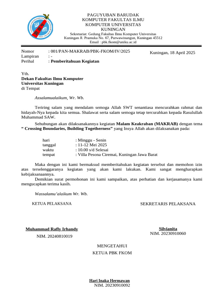 001 - Pemberitahuan Makrab | PDF