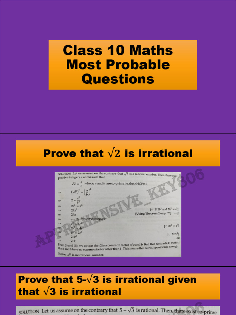 Maths Most Probable Questions(1) | PDF | Zero Of A Function | Quadratic ...