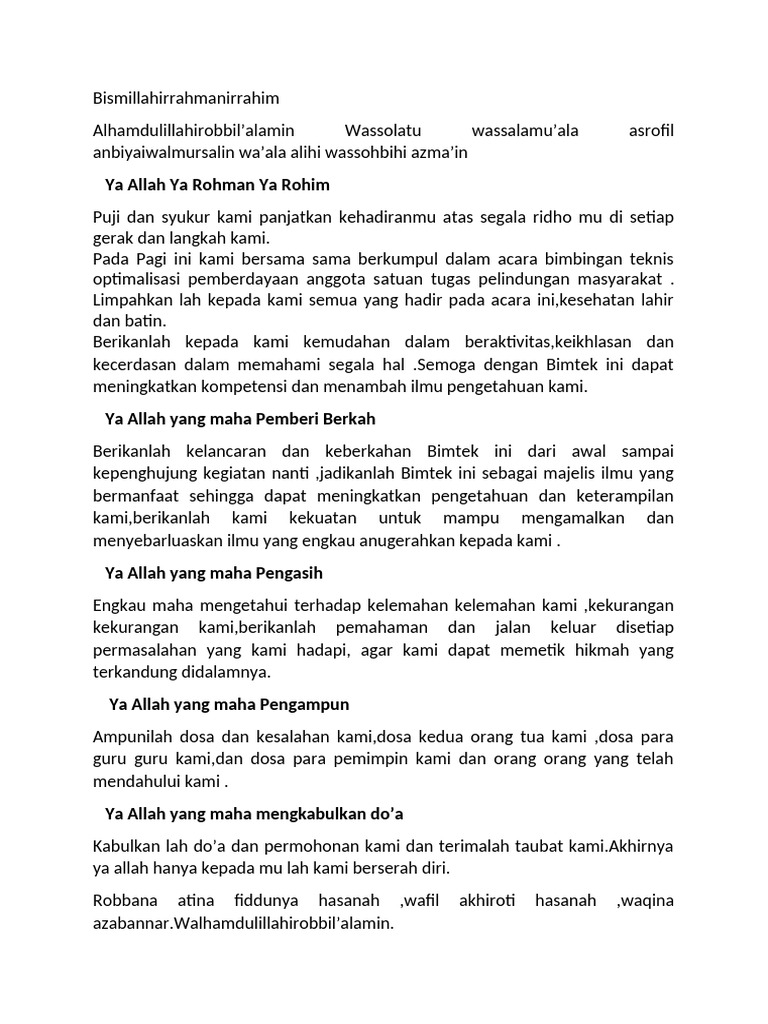doa Bimtek | PDF