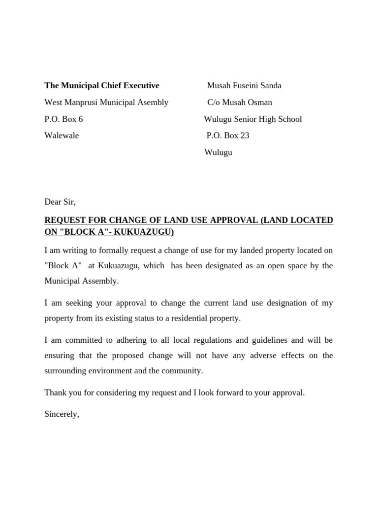 Request for Land Use Change Approval | PDF
