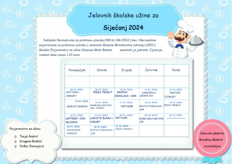 Jelovnik Sjecanj2024 | PDF
