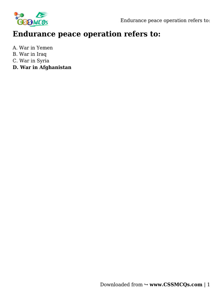 Endurance Peace Operation Refers To | PDF