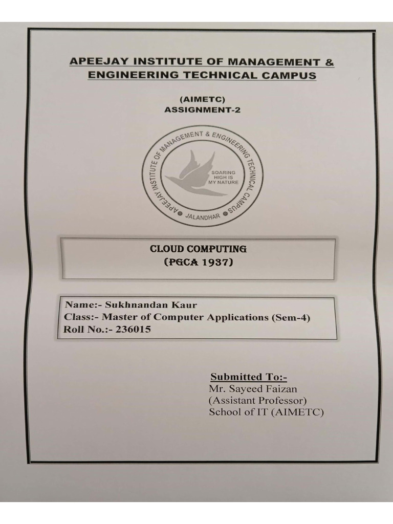 Cloud Computing Assignment 2 | PDF