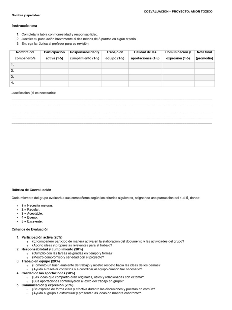 Evaluación Grupal Proyecto | PDF