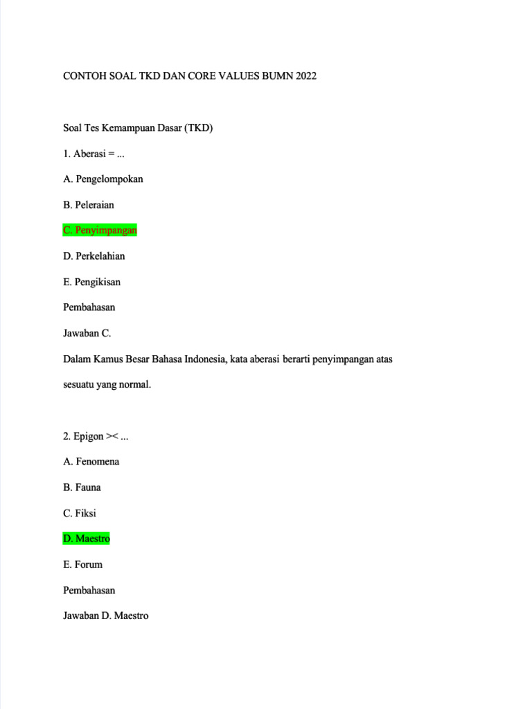 pdf-contoh-soal-tkd-dan-core-values-bumn-2022_compress | PDF