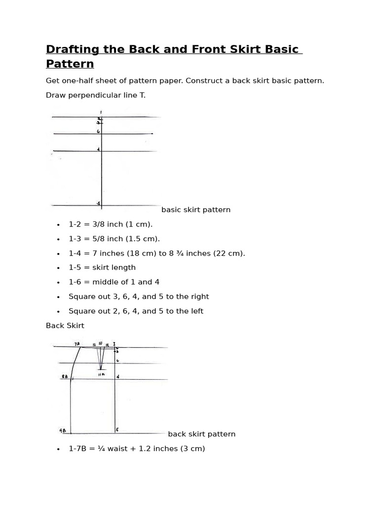Basic Skirt Pattern Drafting Guide | PDF
