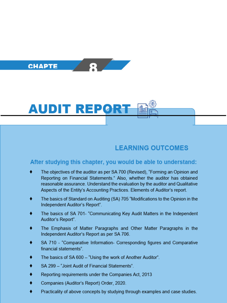 Chap 8 - Audit Report | PDF | Going Concern | Auditor's Report